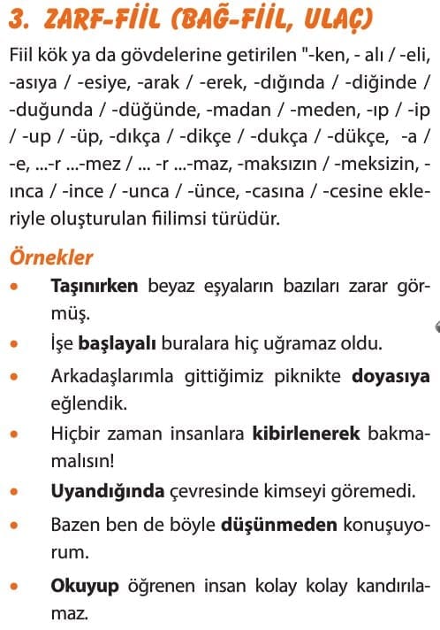 Fiilimsiler konu anlatımı özet 8 .sınıf eylemsiler