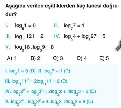 12. Sınıf Logaritma Fonksiyonunun Özellikleri konu anlatımı soru çözümleri