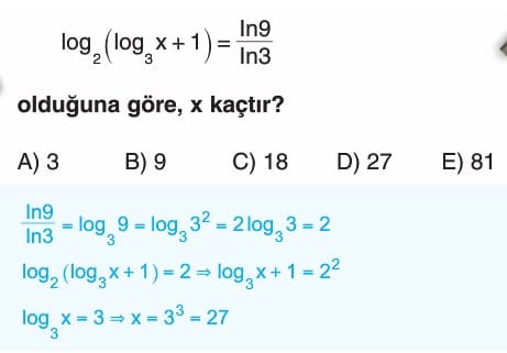 12. Sınıf Logaritma Fonksiyonunun Özellikleri konu anlatımı soru çözümleri