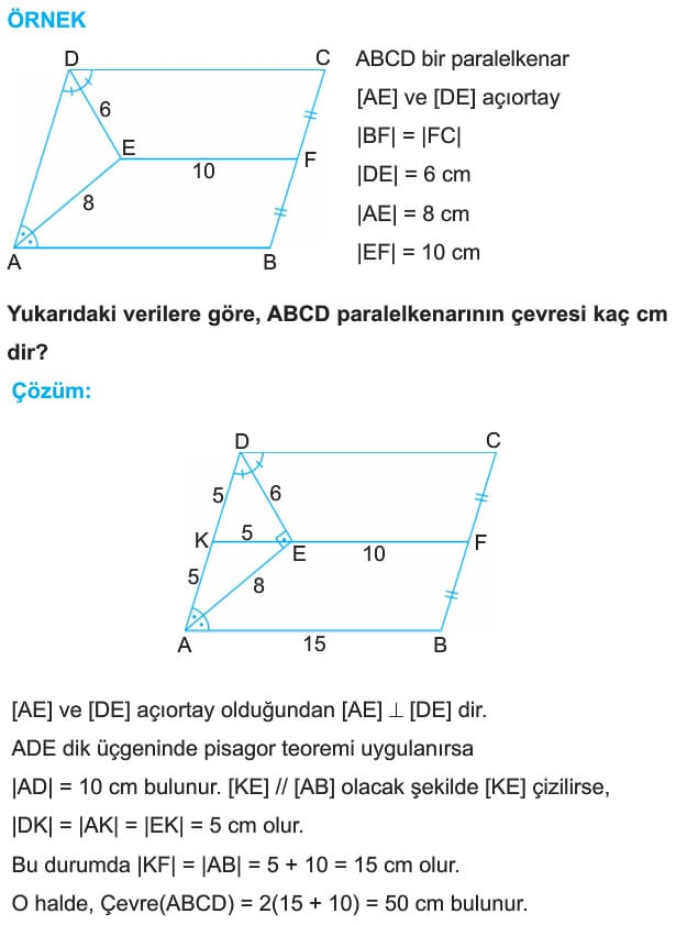10. Sınıf Paralelkenar Özellikleri Alanı konu anlatımı Çözümlü sorular
