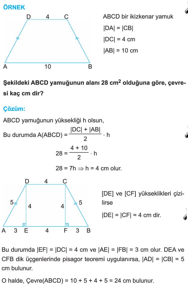 Yamuk Özellikleri, Yamuğun Alanı konu anlatımı soruları çözümleri 10 ...