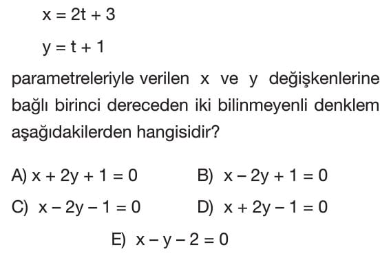 Birinci Dereceden İki Bilinmeyenli Denklem Sistemleri test 1 soru 9 Birinci Dereceden İki Bilinmeyenli Denklem Sistemleri test 1 soru 9