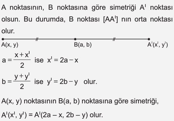 Simetri Dönüşümü 12. Sınıf konu anlatımı soruları çözümleri Ayt Yansıma