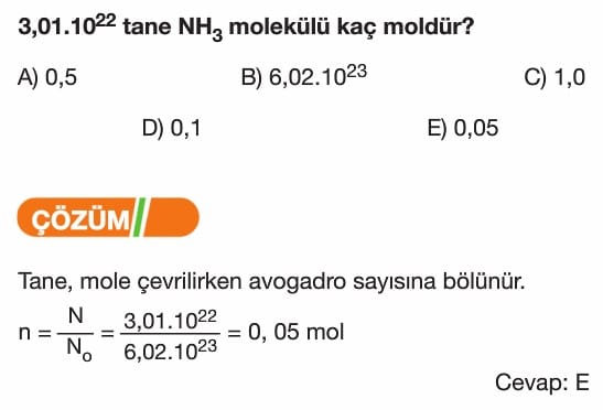 10. Sınıf Mol Kavramı Test Çöz Çözümlü Sorular Örnekler Kimya